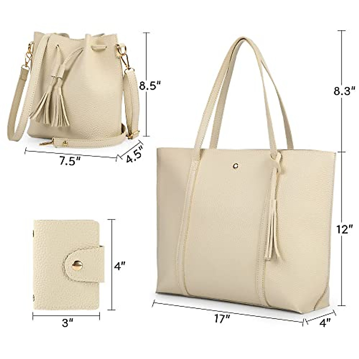 kookoomia Handbags for Women Fashion Shoulder Bags Women Casual Tote Tassel Satchel Hobo Bags Purse Set 3pcs