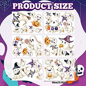 Sabary 6 Sheet/ 36 Pcs Halloween Ghost Decals Halloween Ghost Wall Decals Halloween Wall Clings Stickers Removable Peel and Stick Ghost Decals for Bathroom Wall Door Clings Party Decor