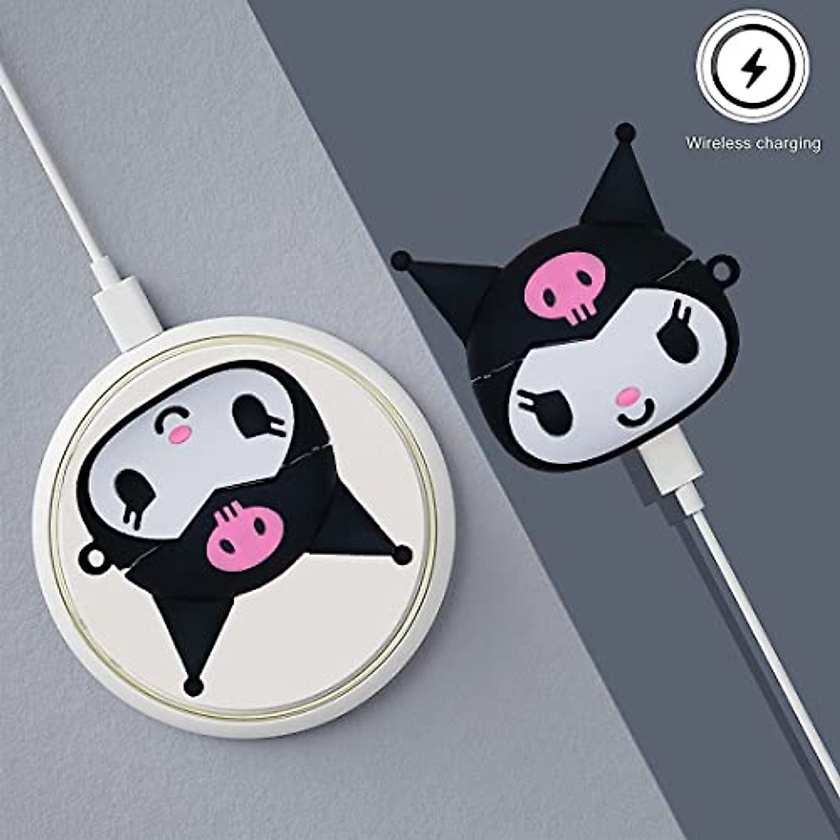 Cute Kurom Case for Airpods pro, Soft Silicone Anime Designed Funny 3D Cartoon Character Airpods pro Case with Lanyard Keychain Protective Cover for Women Girls Teens Boys Air pods pro case