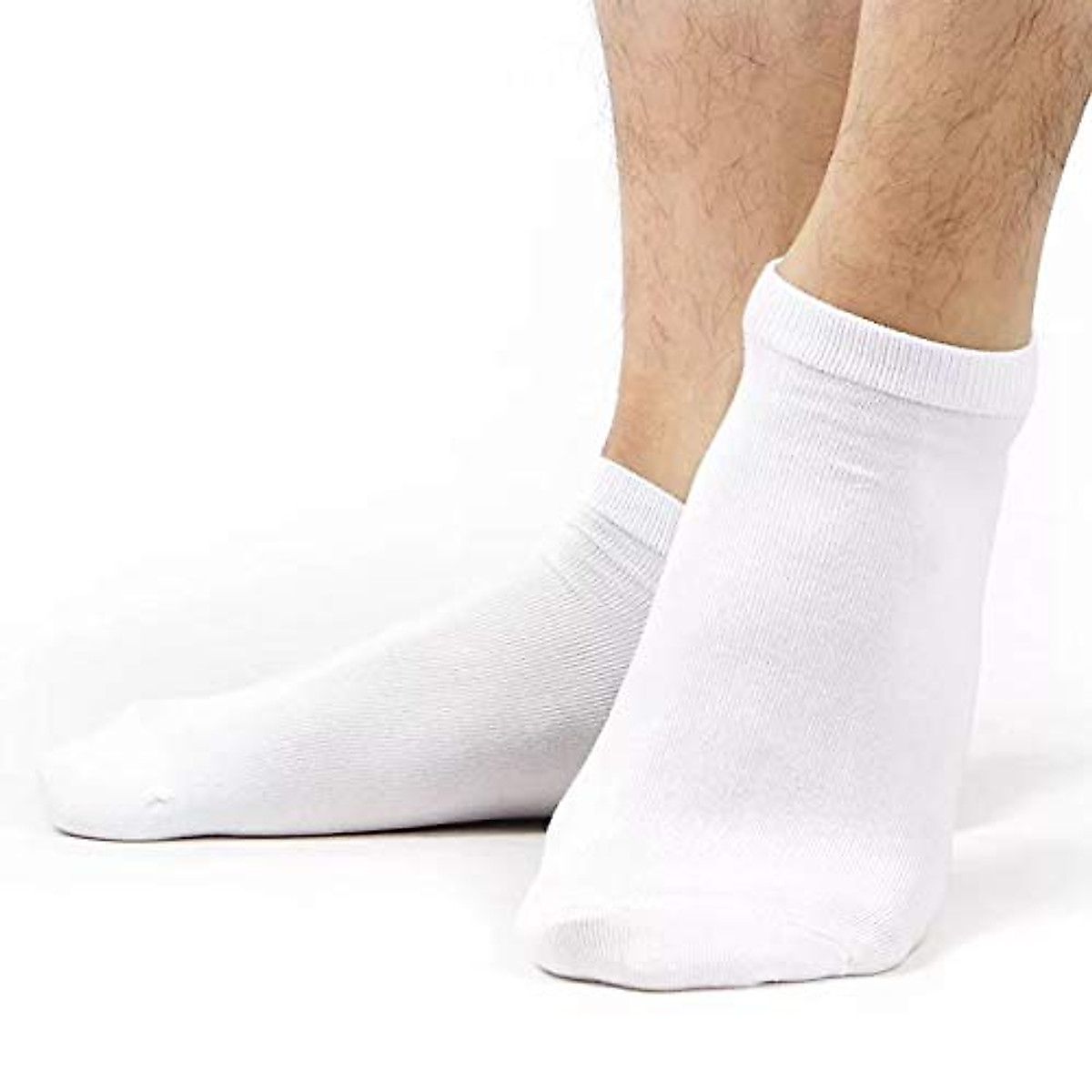 PACKO SOCKS Men's 8-Pairs Cotton Low Cut Ankle Socks (White)