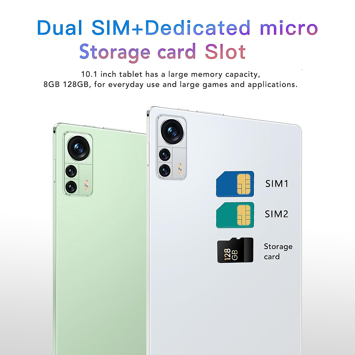 BROLEO Tablet Computer, Tab M10 3200x1440 8MP 13MP 10.1 Inch Tablet PC 8800mAh for Android 11 for Work (Green)