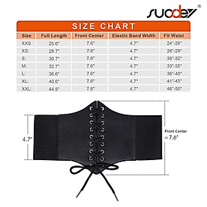 SUOSDEY Women Black Waist Cinch Belt Lace-up Elastic Waspie Corset Costume Belt