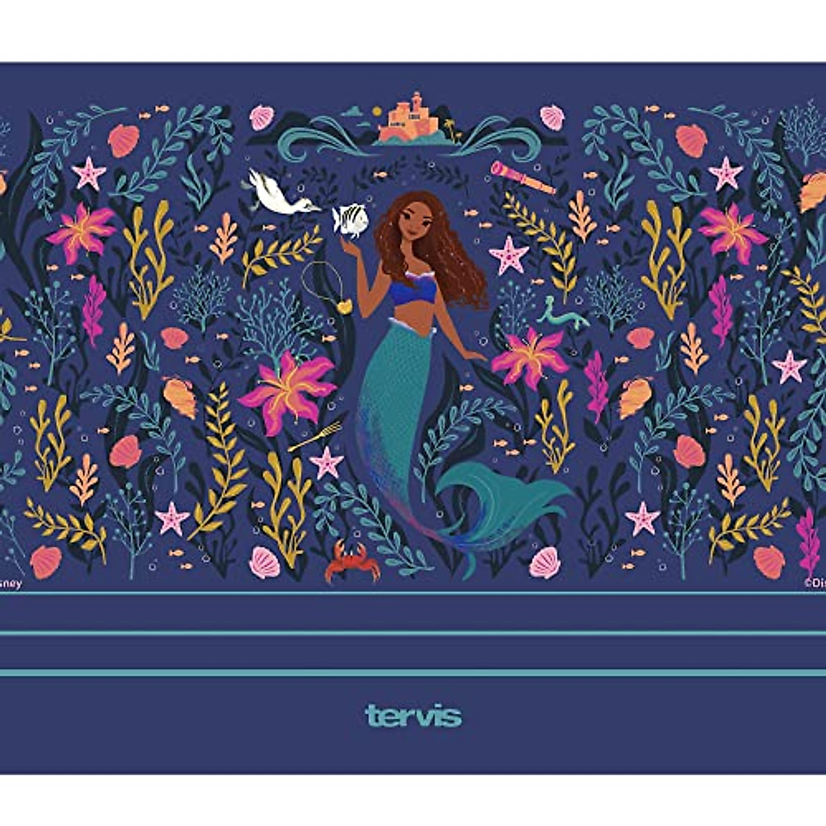 Tervis Disney The Little Mermaid Ariel Atlantica Triple Walled Insulated Tumbler Travel Cup Keeps Drinks Cold, 24oz Wide Mouth Bottle, Stainless Steel