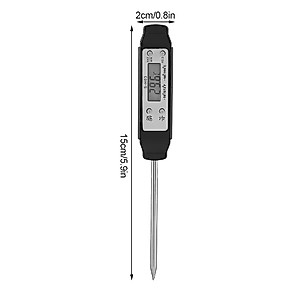 Leftwei Instant Read Digital Meat Thermometer for Cooking, Food Thermometer with Super Long Probe for Grill Candy Kitchen BBQ Smoker Oven Oil Milk Yogurt Meat Temperature Probe (Black)