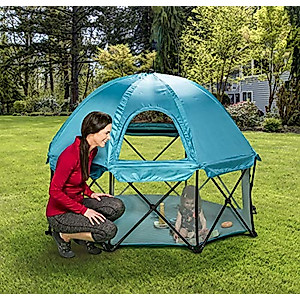 Regalo My Play Deluxe Extra Large Portable Play Yard Indoor and Outdoor, Bonus Kit, Includes a Full Canopy, Washable, Teal, 8-Panel
