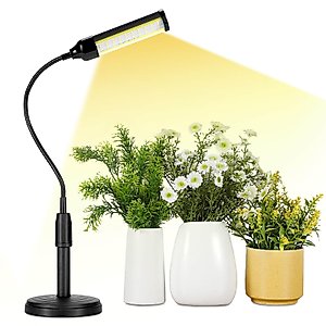 CHANGSHENG Grow Lights for Indoor Plants Desk LED Grow Light with Base Full Spectrum 50 LEDs Warm White for Indoor Plant Growing Lamp, Adjustable Gooseneck, Suitable Plants Growth (Without USB Plug)