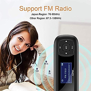 AGPTEK U3 USB Stick Mp3 Player, 8GB Music Player Supports Replaceable AAA Battery, Recording, FM Radio, Expandable Up to 64GB, Black
