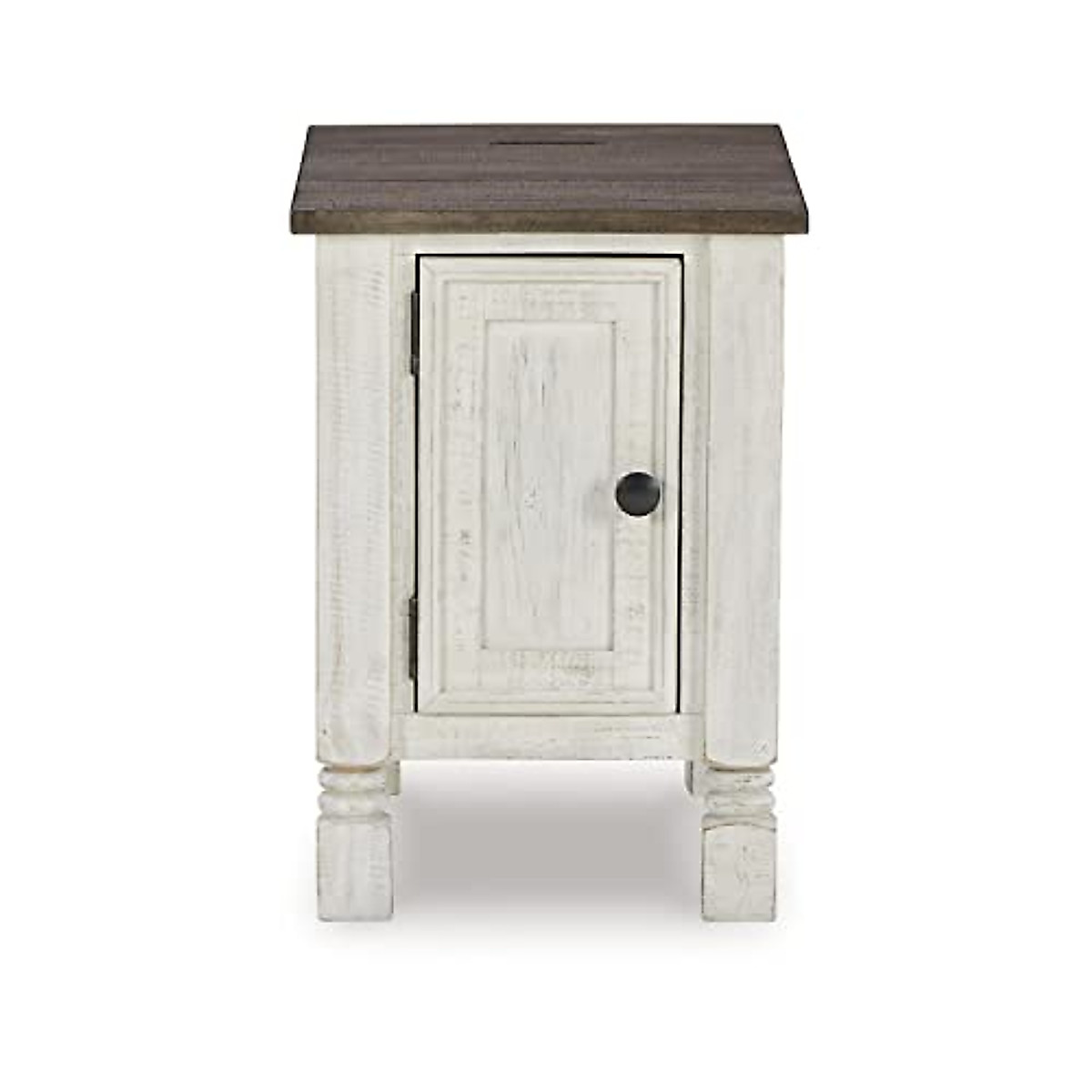 Signature Design by Ashley Havalance French Country Chair Side End Table, White & Gray