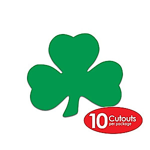Beistle Green Shamrock Cutouts 10 Piece St Patrick's Day Decorations, Wall Silhouettes