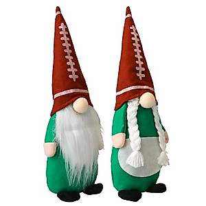 Gnomes Plush - Football Decor (2Pc Set) These Adorable Large Creatures are Perfect for Any Sports Team Fan - 14in Tall Stuffed Swedish Tomte Gnome - American Football Rugby Decoration