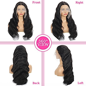 YELHADU Body Wave Lace Front Wigs Human Hair Pre Plucked 13x4 HD Lace Frontal Wigs Human Hair 180 Density Natural Black Wigs for Women Human Hair Lace Front Wig with Baby Hair Glueless 22 Inch
