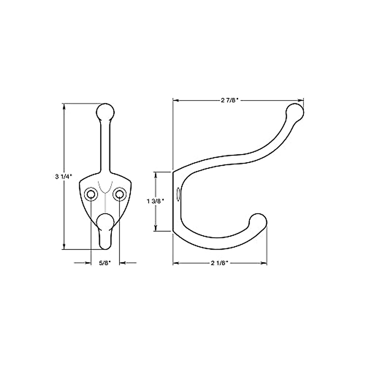 Deltana CAHH3U3-UNL Coat & Hat Hook44; Unlacquered Bright Brass - Solid Brass