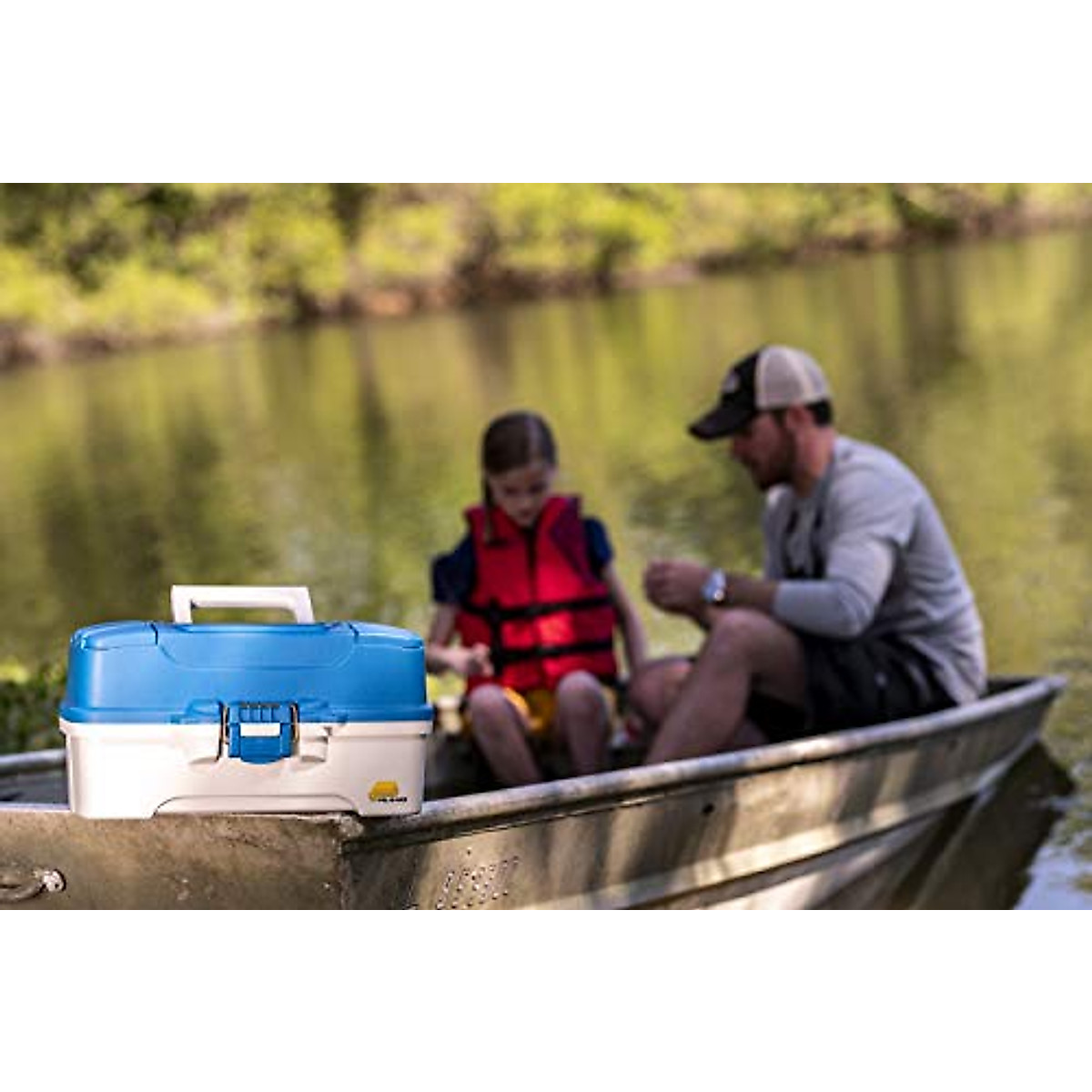 Plano Ready-Set-Fish 3-Tray Tackle Box with Tackle, Aqua Blue/Tan, One Size