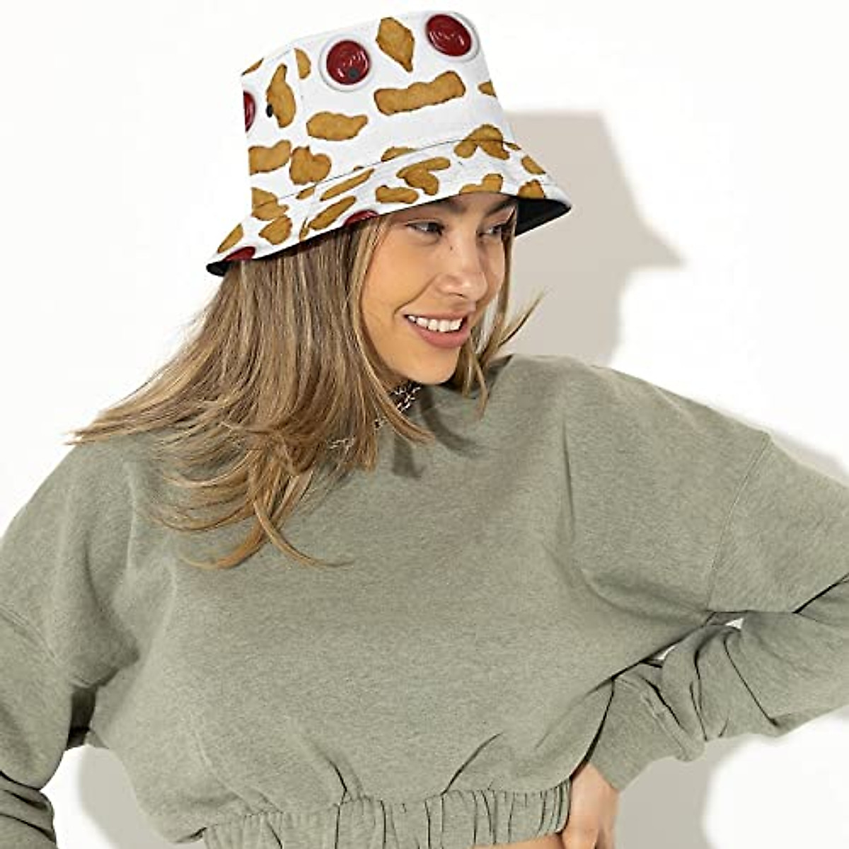 Vajriputra Fried Chicken Nuggets　 Summer Hats for Women, Unisex Bucket Hat Sun Hat Full Print Outdoor Beach Travel　Adult Uniform Code