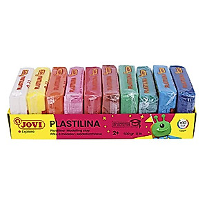 Jovi Plastilina Reusable and Non-Drying Modeling Clay; 1.75 Oz. Bars, Set of 10, 1 Each of 10 Colors, Perfect for Arts and Crafts Projects