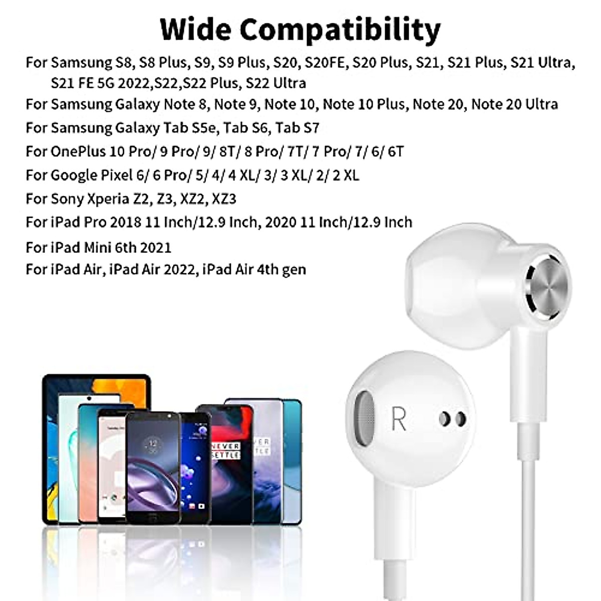 USB C Headphones, Type C Earphones for Samsung S21 S22 S23 Ultra 5G USB C Earbuds Magnetic HiFi Stereo Digital DAC Earphone Mic Wired Headphone for Android Smartphone Galaxy S20 FE Note 20 Pixel 7 Pro