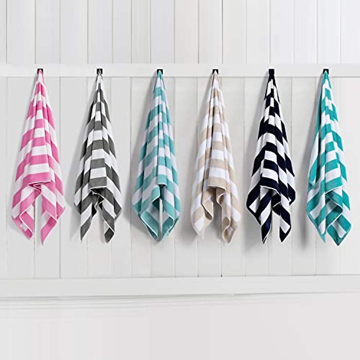 LULUHOME Plush Oversized Beach Towel - Fluffy Cotton Thick 36 x 70 Inch Chiffon Striped Pool Towels, Large Summer Cabana Swimming Towel for Adults