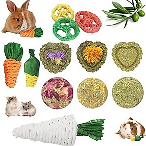 Lacrima Rabbit Chew Toys 12PCS, Bunny Toys for Rabbits, Hamster Guinea Pig Small Animal Chew Toys, Chew Treats and Balls for Rabbit, Bunny, Chinchilla, Guinea Pig, Hamster, Bunny Teeth Care