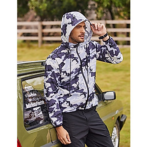 COOFANDY Rain Coats for Men Packable Rain Jacket Waterproof Rain Coat Breathable Rainproof Jacket Camo Small