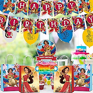 Thwae 16Pcs Elena of Avalor Party Favor Bags, Princess Elena Birthday Paper Gift Bags with Handles for Princess Elena Themed Party Decorations Goody Treat Candy Bags