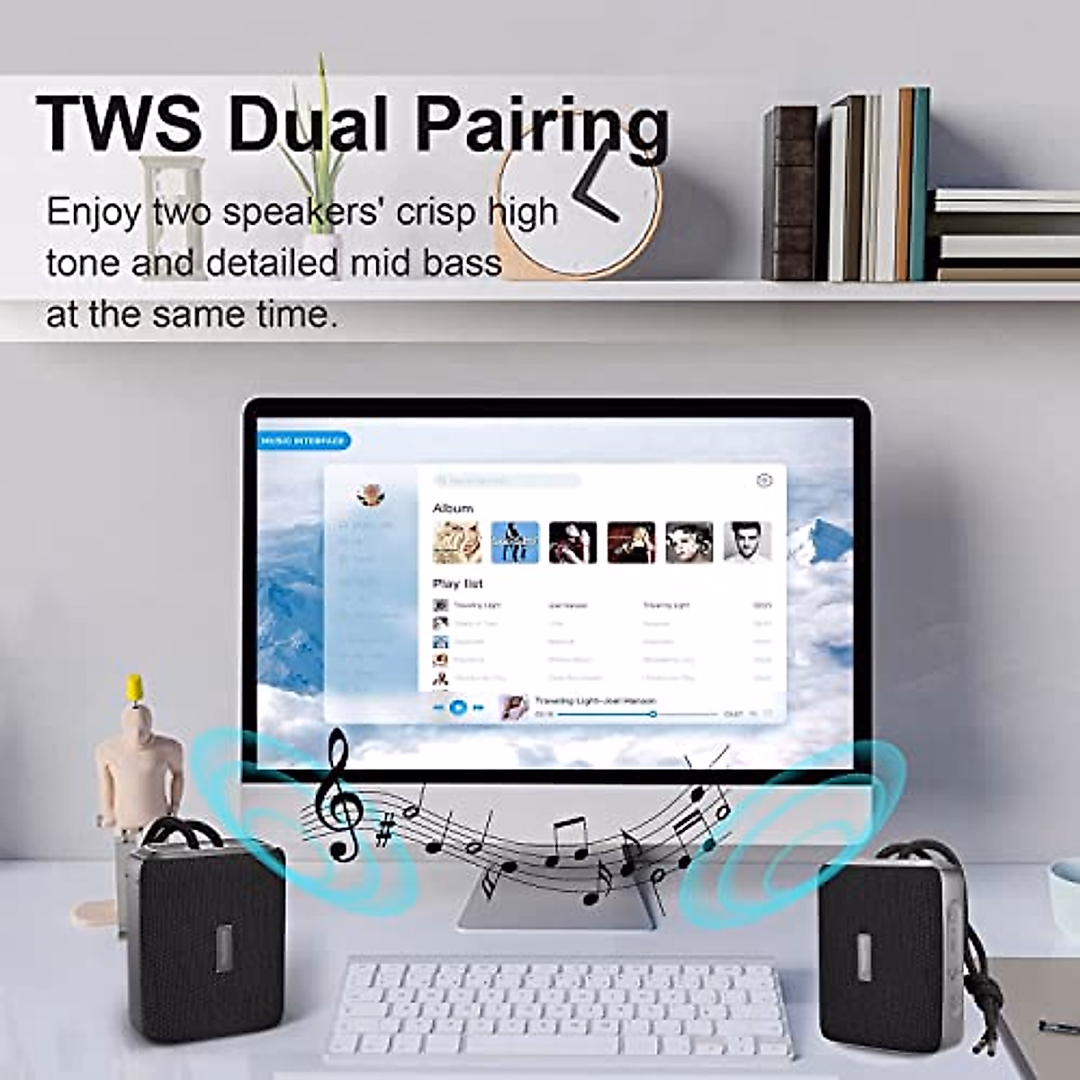 Basspal Bluetoth Speaker, IPX7 Waterproof Shower Speakers with 10W Stereo Sound, 12 Hours Playtime Portable Speaker with Bluetooth 5.0, Built-in Mic, Lanyard, Hiking Camping Travel & Shower