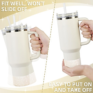 Vmini Protective Glitter Silicone Boot, Compatible with Stanley Tumbler 20-40oz & Hydro Flask Water Bottle 12-24oz and More Bottles/Tumblers with 2.8-2.95in Bottom, Bling Anti-Slip Sleeve Cover