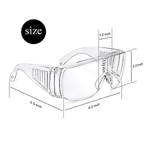 Frienda 6 Pairs Clear Safety Glasses Over Eyeglasses Goggles Clear Glasses Anti- Fog/Scratch Eye Protection Polycarbonate Protective Eyewear Safety Goggles For Shooting, Lab, Outdoor, Workplaces