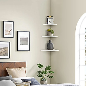 VINGVO Corner Shelves Wall Mount, White Floating Corner Shelf, Wall Corner Shelf Set of 3, Wall Corner Shelf Storage and Display for Bathroom Kitchen Countertop Closet