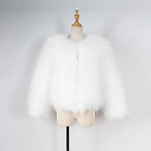 Toddler Kids Girls Faux Fur Jacket Coat Winter Warm Thicken Fluffy Jacket Winter Jackets Furry Coat Outerwear 1-7 Years (White, 6-7 Years)