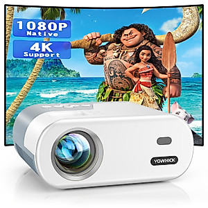 Mini Projector, Native 1080P Full HD YOWHICK DP02W Movie Projector for Outdoors, 9000Lm Portable Projector with Remote Control, HDMI, USB, AV and Aux Ports for Laptop, TV Stick, PS5 Smartphone
