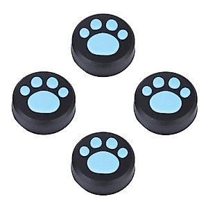 Hakeeta 4 PCS Replacement Cute Cat's Paw Silicone Controller Joystick for PS3/PS4 Thumb Stick Joystick Grips for Switch Pro/PS4/PS3/ONE/360 Handle 4 Colors (Blue)