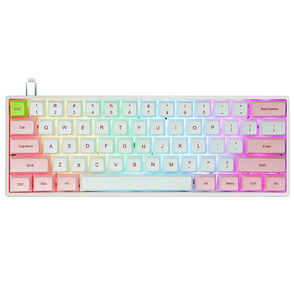 YUNZII SK61 Pink Hotswap Mechanical Gaming Keyboard with Optical Switch, RGB, Programmable Custom Keyboard (Gateron Blue Switch, Pink 61 Keys)