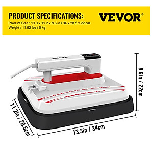 VEVOR Heat Press Machine, 12x10 Inch, 6 in 1 Combo Swing Away T-Shirt Sublimation Transfer Printer with Teflon Coated, Precise Heat Control, Mug/Cap/Plate Accessories Included, ETL/FCC Listed, Black