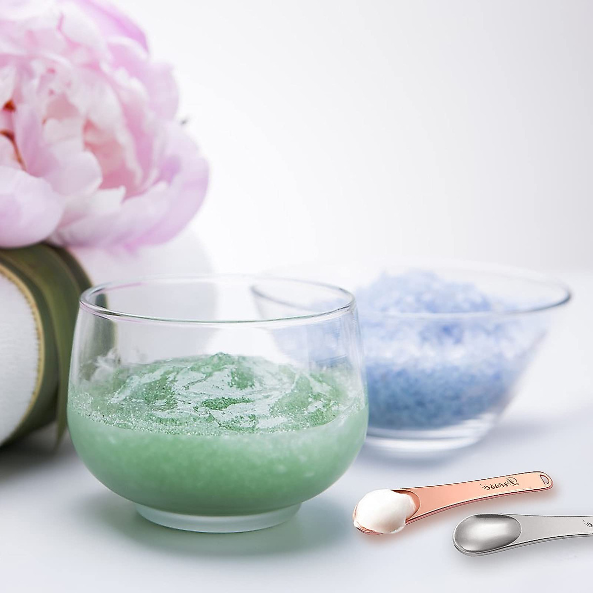 6 Pack Metal Makeup Spatula, Mini Spoon, Beauty Scoop for Facial Cosmetic, Face Mask (Silver,rose gold& Gold)