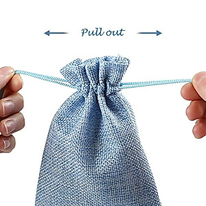 Naler 24pcs Burlap Bags with Drawstring Linen Gift Bags Jewelry Pouches Sacks for Wedding, Party Favors, DIY Craft, Presents, 4 x 6 Inch, Baby Blue