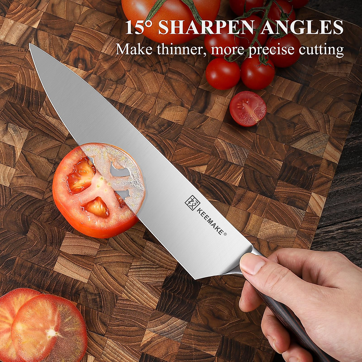 KEEMAKE Chef Knife 8 inch - Sharp Kitchen Knife High Carbon Stainless Steel Blade, Gyuto Knife Ergonomic Wood Handle, Professional Chef’s Knife for Home Kitchen and restaurant