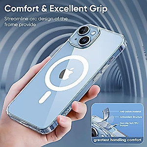 (2023 New) for iPhone 14 Case with MagSafe, [Strong Magnet] [Non-Yellowing] [10FT Military Grade Protection] Magnetic Clear Slim Phone Case Bumper Thin Cover for (Apple iPhone14, Clear Mag Safe)