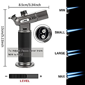 Cadrim Butane Torch, Refillable Culinary Blow Torch Double Fire Cooking Torch and Small Adjustable Flame Kitchen Torch for Creme Brulee, Baking BBQ(Butane Fuel Not Included)