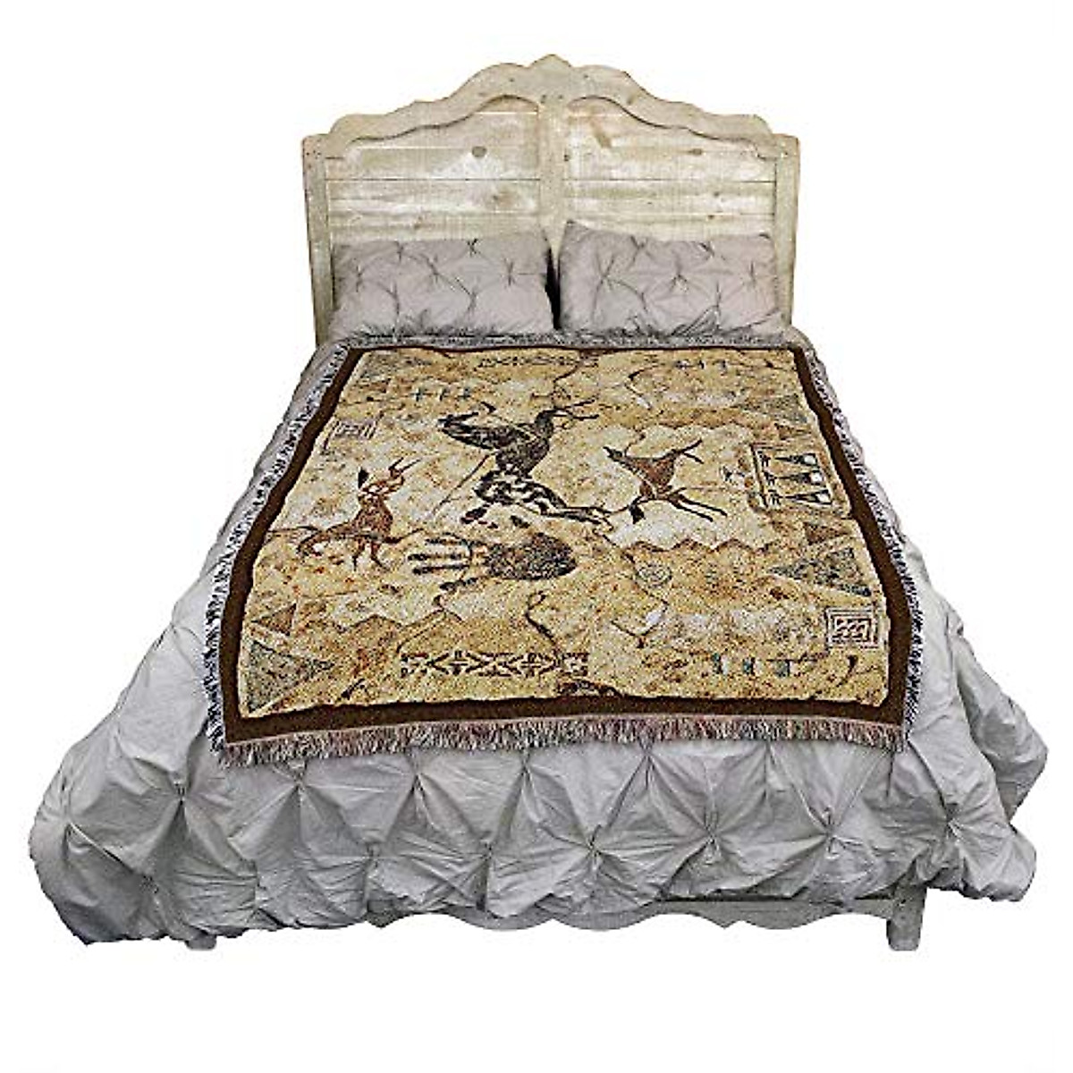 Pure Country Weavers Tlalocs Tribe Blanket by Cecilia Henle - Southwest Cave Rock Art - Gift Tapestry Throw Woven from Cotton - Made in The USA (72x54)