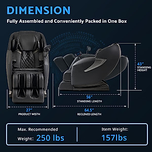 Massage Chair, Zero Gravity Full Body Massage Chair Extra Large Shiatsu Recliner w/ 14 Massage Points, Lumbar & Calf Heating, 20 Auto Modes, Air Compression, Bluetooth Speaker, Touch Screen Controller