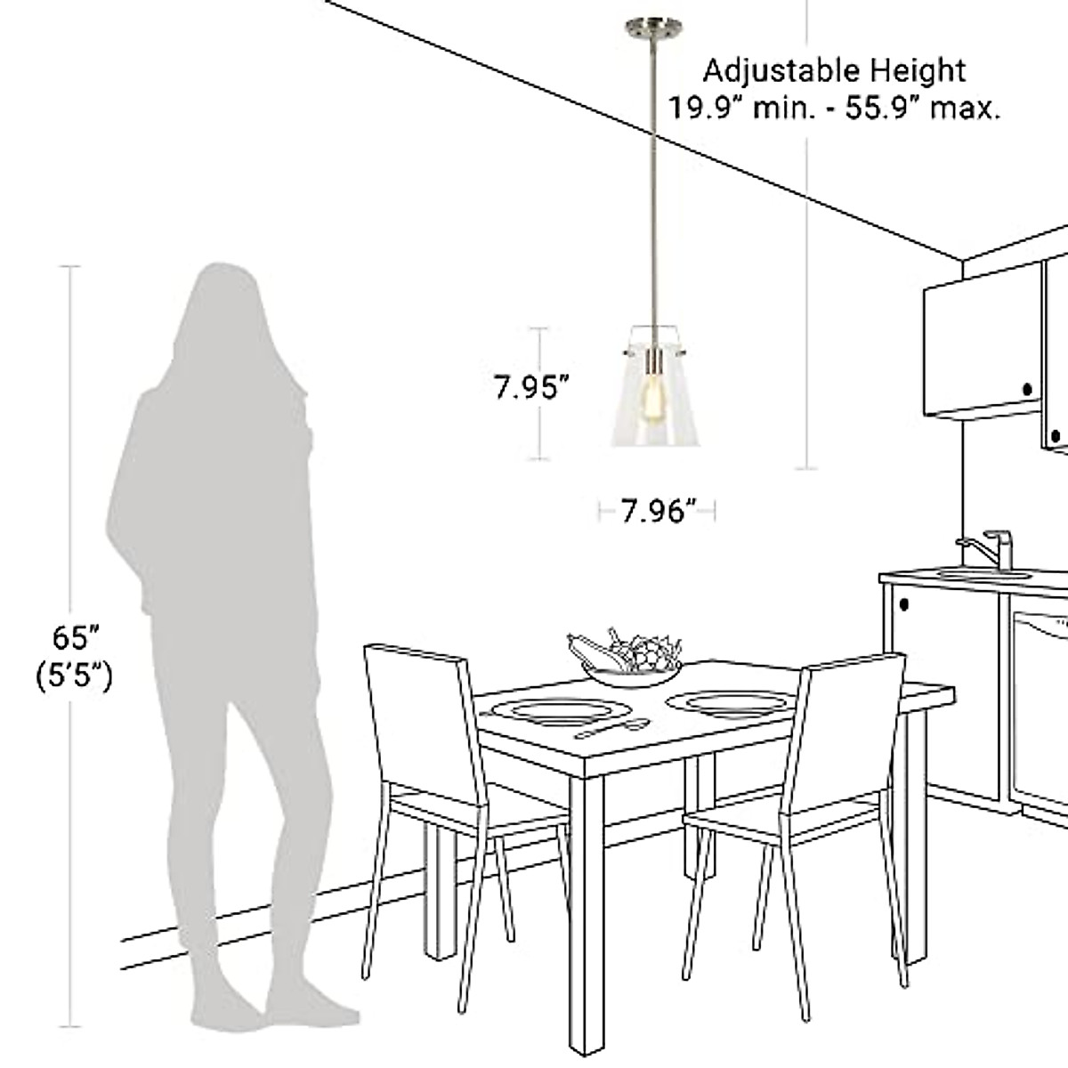 Catalina Lighting 23042-000 Modern 1-Light Bell-Shade Mini Pendant Ceiling Light, 8", Brushed Nickel