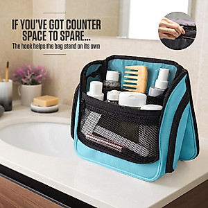 VENTURE 4TH Hanging Travel Toiletry Bag for Women & Men - Travel Organizer with Expandable Compartments & Removable Clear Pouch for Toiletries (Light Blue)