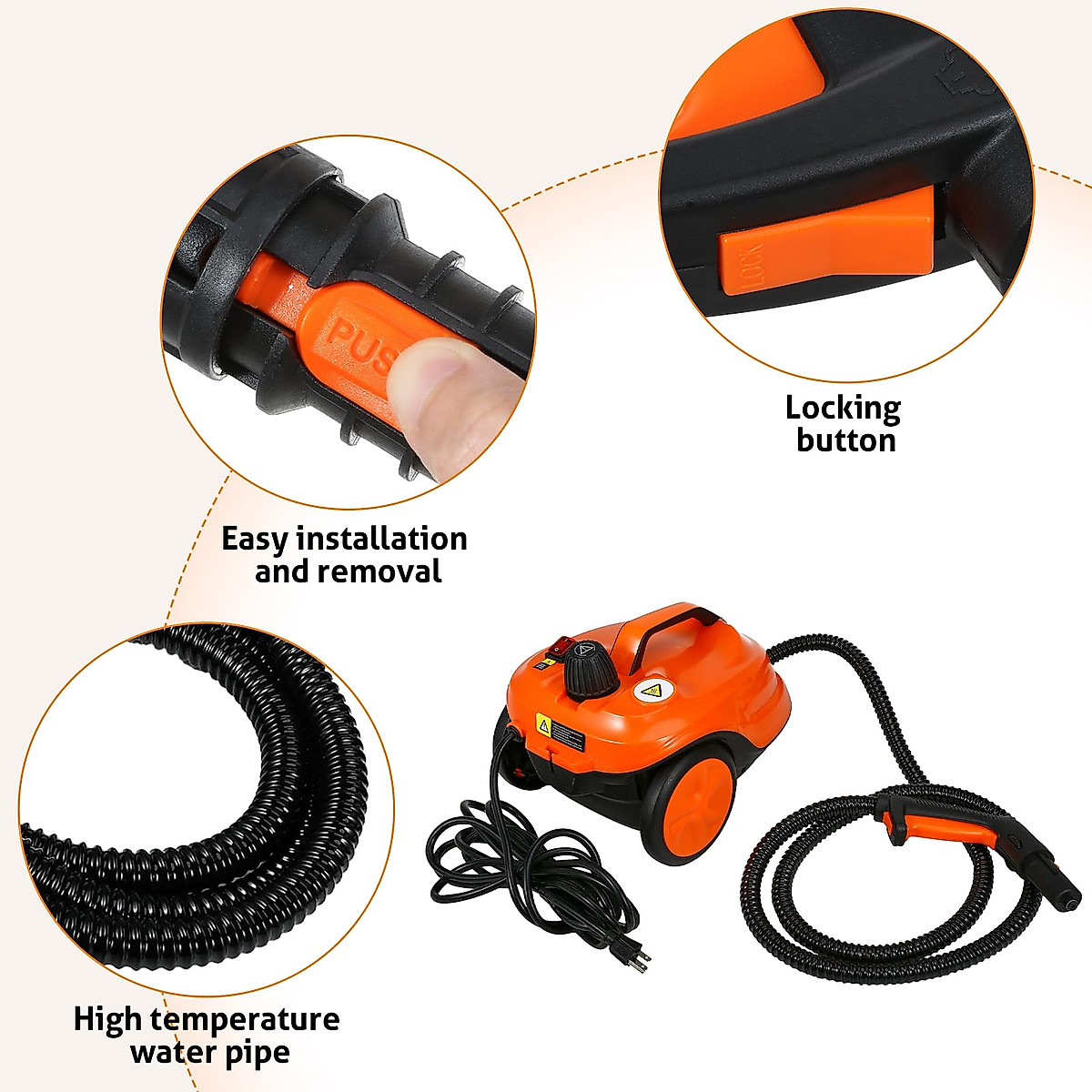 WICHEMI Steam Cleaner for Cleaning, 1800W High Pressure Steam Machine Handheld Steamer + 1800W Multipurpose High-Temp Floor Steam Mop Steam Cleaning Machine for Home Use Car Detailing