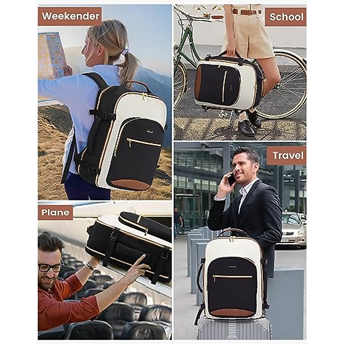 LOVEVOOK Large Travel Backpack for Women & Men, 40L Carry on Backpack for Airplanes, TSA Personal Item Travel Bag fits 17" Laptop, Waterproof Travel Essentials Airline Approved with 3 Packing Cubes