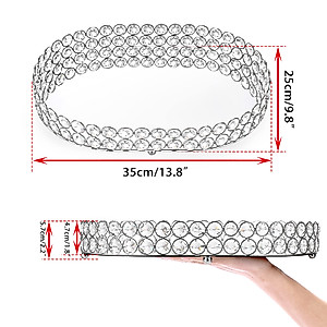 Hipiwe Crystal Vanity Tray, Mirrored Dresser Perfume Trays for Makeup Tray Cosmetic Skin Care Storage, Jewelry Trinket Organizer Tray for Bathroom Countertop Home Decor, Large