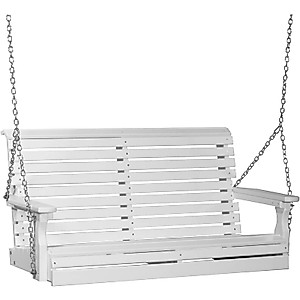LuxCraft 4' Plain Poly Rollback Porch Swing (White)