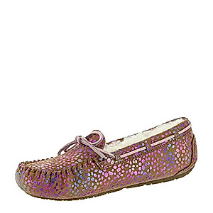 UGG Girls K Dakota Spots Slipper, Chestnut Sparkle Suede, 6 Big Kid