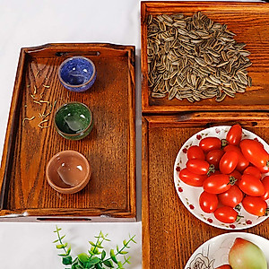 OLDMANSHOP Bamboo Wood Serving Tray with Holders, Multipurpose Portable Breakfast Tray Laptop Bed Tray for Eating, Reading, Working