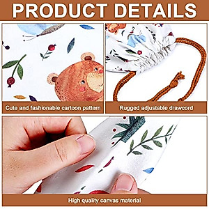 4 Pieces Large Baby Shower Drawstring Gift Bags Reusable Fabric Wrap Woodland Party Favor Bags for Baby Shower Gender Reveal Kids Birthday Supplies, 20.5 x 16.5 Inch, 12.6 x 9.8 Inch (Animal Style)