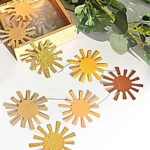 Letjolt Brown Glitter Sunshine Garland Sunny Banner Theme Birthday Party Supplies Hanging Baby Shower Wedding Classroom Nursery Decoration 2 pcs